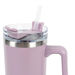 Envie 30 oz Tumbler Mug with Lid and Straw, Reusable Insulated Mug with Handle, Stainless Steel Tumbler for Iced & Hot Beverages, Lavender