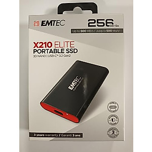 Emtec 256GB X210 Elite SATA III Portable Solid State Drive (SSD) with NAND Technology ECSSD256GX210