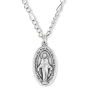 Bulk Pack of 3 - Miraculous Medal Pendant for Necklace -1 1/8" Oval Catholic Christian Silver Oxidized Finish Miraculous Medal Supplies Rosary Making, Made In Italy