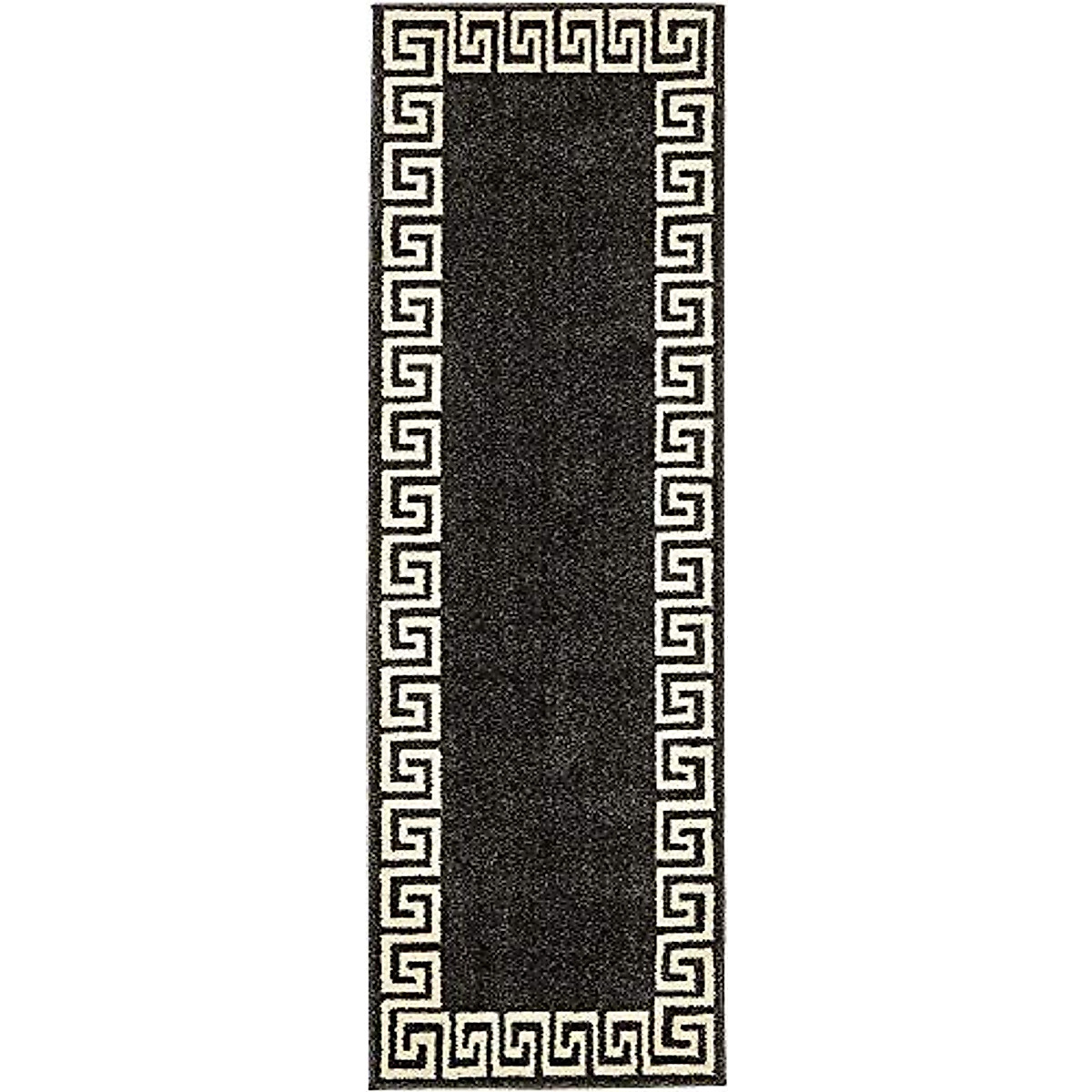 Unique Loom Athens Collection Classic Geometric Modern Border Design Area Rug, 2 ft x 6 ft, Charcoal/Beige