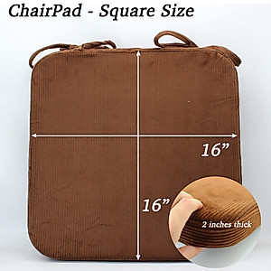 ZYHOONE Seat Cushion for Kitchen Chairs with Ties - Indoor Square Thick No Slip Chair Cushion and Pad fit Wooden Metal Chair with Linen Machine Washable Cover [16 X 16 X 2 Inches] - Red