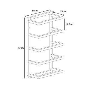 House & Homestyle Holder, Wall Mountable 5 Tier Hanging Towel Storage Rail/Rack for Bathroom, En Suite or Toilet, H 57cm x W 31cm x D 15cm, Chrome Silver