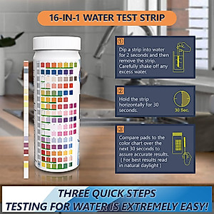 17 in 1 Water Testing Kits for Drinking Water - Water Test Kit - Tap Well Home Water Quality Test - 100 Strips + 2 Bacteria Tests - Easy Testing for pH Lead Hardness Iron Copper E.coli and More!