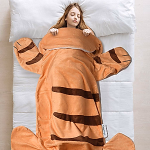 Cozy Tiger Animal Tail Blanket for Kids Soft and Comfortable Kids Sleeping Bag Sleep Sacks Blankets for Movie Night, Sleepovers, Camping and More - Fits Boys and Girls Ages 3-13 Years