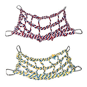 Petmolico Pet Climbing Rope Net, Rat Hamster Bird Ferret Hanging Hammock Cotton Climbing Rope Ladder Small Animal Activity Toy, 2 Pack, Red + Yellow