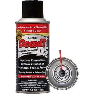 DeoxIT D5S-6 Spray, More Than A Contact Cleaner, 142g, Low-Med-High Valve, Pack of 1