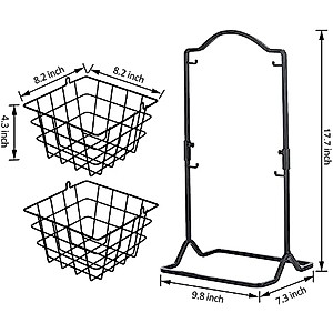 Wetheny 2 Tier Fruit Basket Fruit Bowl for Kitchen Counter,Bread,Fruit and Vegetable Holder Storage Basket,Wire Hanging Basket stand for Kitchen Organizer