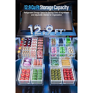 Leacco Refrigerated Sandwich Salad Prep Table, Commercial Workstation Refrigerators with 18 Pans, 48"