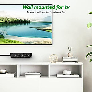 Wall Mount Power Strip with USB, 4 AC Outlet and 2 USB Ports, 6.5 FT Flat Plug Extension Cord, Mountable Power Strip Outlet for/Workbench/Office/Drawer/Nightstand/Cabinet/Desk/Table