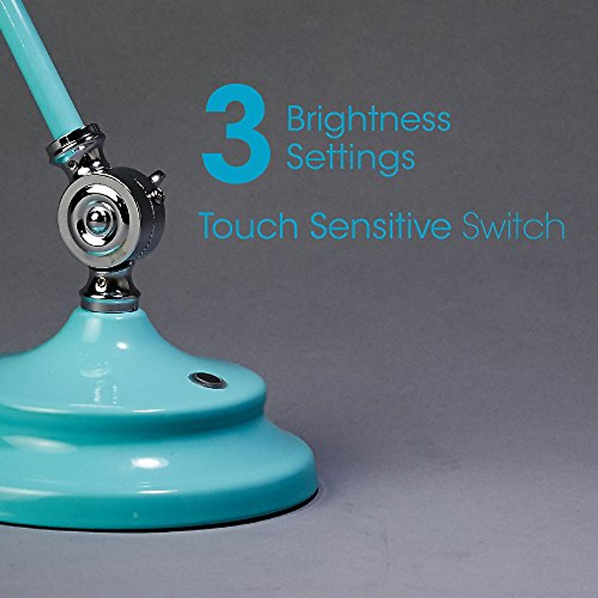 OttLite Revive LED Desk Lamp with ClearSun LED Technology, Turquoise – 3 Brightness Settings, Touch Activated Controls, USB Charging Port & 3 Adjustable Knobs for Precise Lighting - Great for Reading