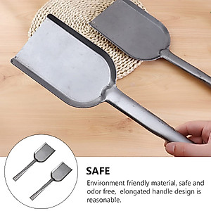Cabilock 2Pcs Long Ash Shovel Handheld BBQ Charcoal Ash Poker Scoop Oven Ash Shovel Mini Dust Pan for Wood Stoves Campire Fireplace