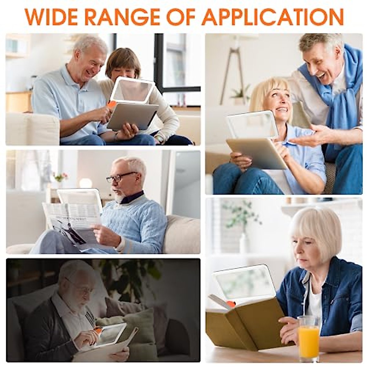 Large Magnifying Glass with Light, Full Page 5X Magnifier 48LED Cold & Warm Light with 3 Modes, Folding Handheld Illuminated Lighted Magnifier for Seniors Low Vision Reading Inspection (Full Page)