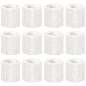 12 Pieces Self Adhesive Bandage Wrap Tape Stretch Self Adherent Cohesive Toe Tape for Sports, Wrist, Ankle, 5 Yards Each (White, 2 Inches)