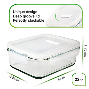 DAS TRUST 10 Pack Glass Meal Prep Containers Meal Prep Bowls Food Storage Containers Glass Food Prep Containers with Lids Lunch Container for Adults Lunch Box Bento Boxes