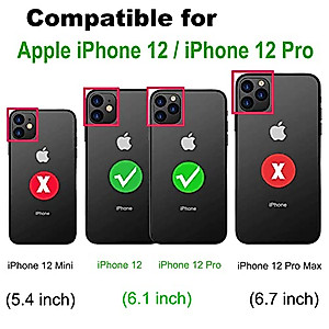 Wedall iPhone 12/12 Pro Heavy Duty Military Case, Shockproof 3-Layer Protection, 2 Screen Protectors, Black/Gray