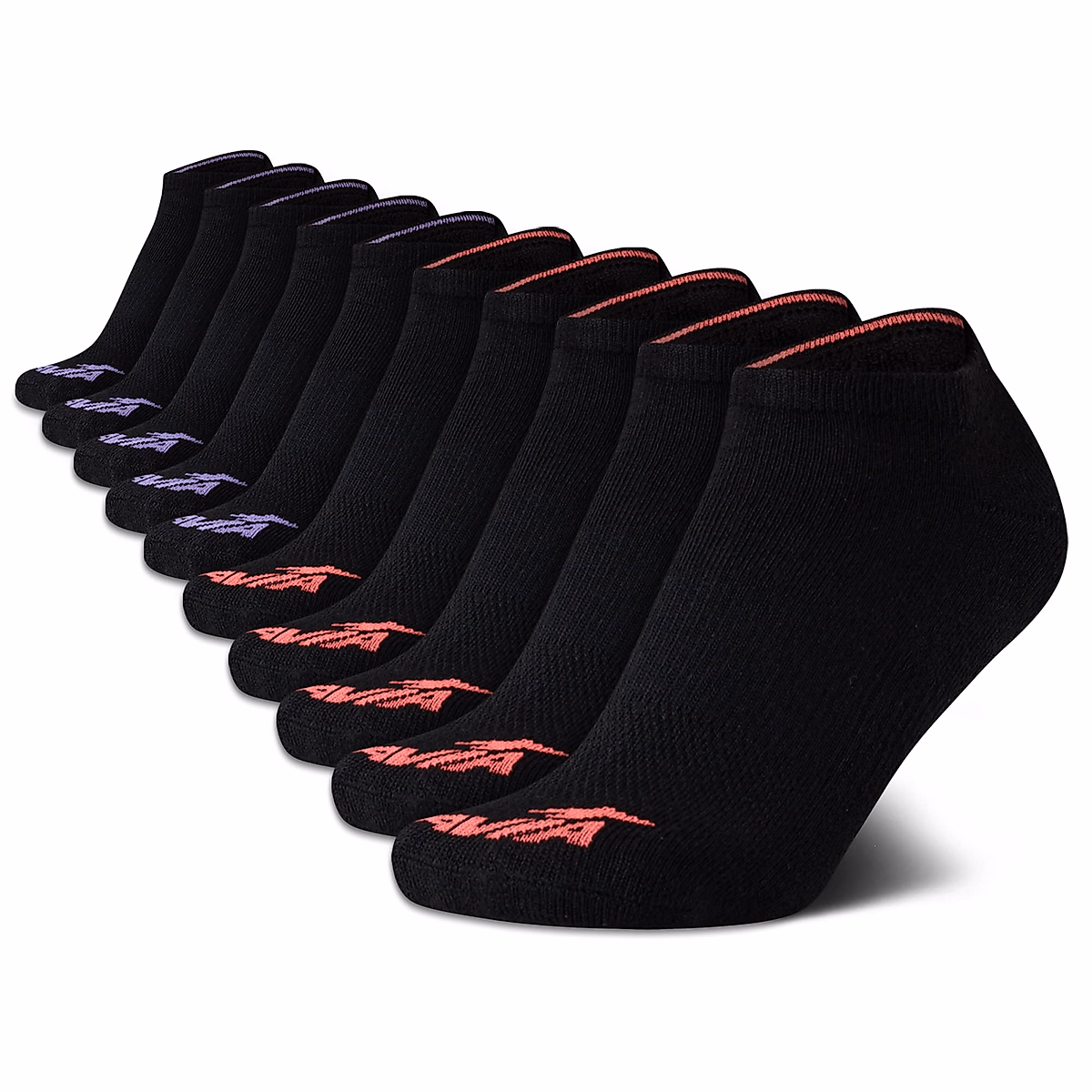 Avia Women's Athletic Socks - Lightweight Low Cut Running Socks (10 Pack), Size 9-12, All Black