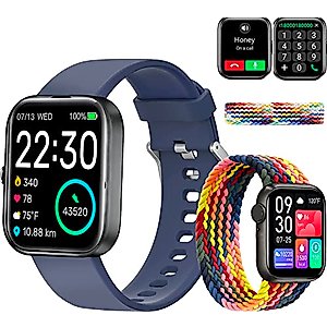 Smart Watch for Android and iOS-2" HD Touch Screen,IP67 Waterproof,Smartwatch for Men Women with Answer/Call Feature, Fitness Tracker with Heart Rate Monitor, Sleep Monitor, Blood Oxygen Pressure-Blue