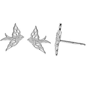 Boma Jewelry Sterling Silver Flying Bird Stud Earrings
