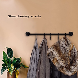 RETOONGKING Coffee Mug Holder Wall Mounted,1PC Coffee Cup Holder Coffee Mug Rack for Wall Black Metal Rod with 5 Removable Hooks,Organize Cooking Utensils or Mugs for Kitchen Restaurant Bar (1)