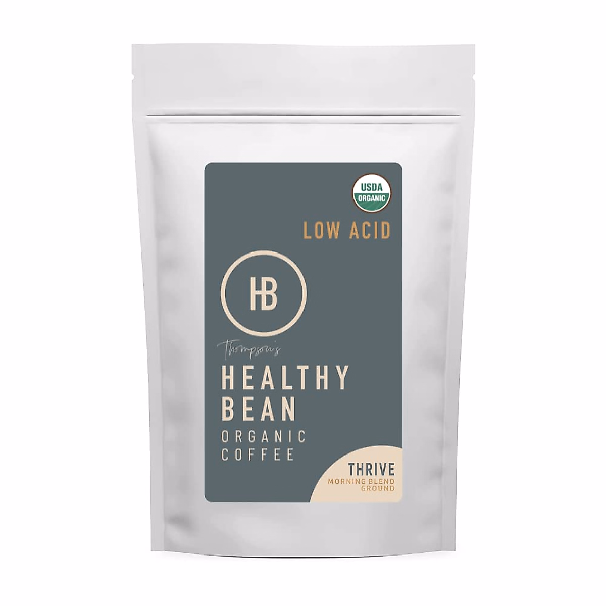 Healthy Bean Coffee Thrive Morning Roast - Low Acid Coffee | Ground, Organic | - 11oz.