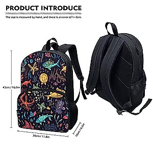 Novelty Kids Animal Illustration Style Sea Fish Backpack for Boys Girls Comfy Padded Back Lightweight Cute School Backpack Bag with Front Pocket Durable Student Personalized Bookbag Casual Daypack