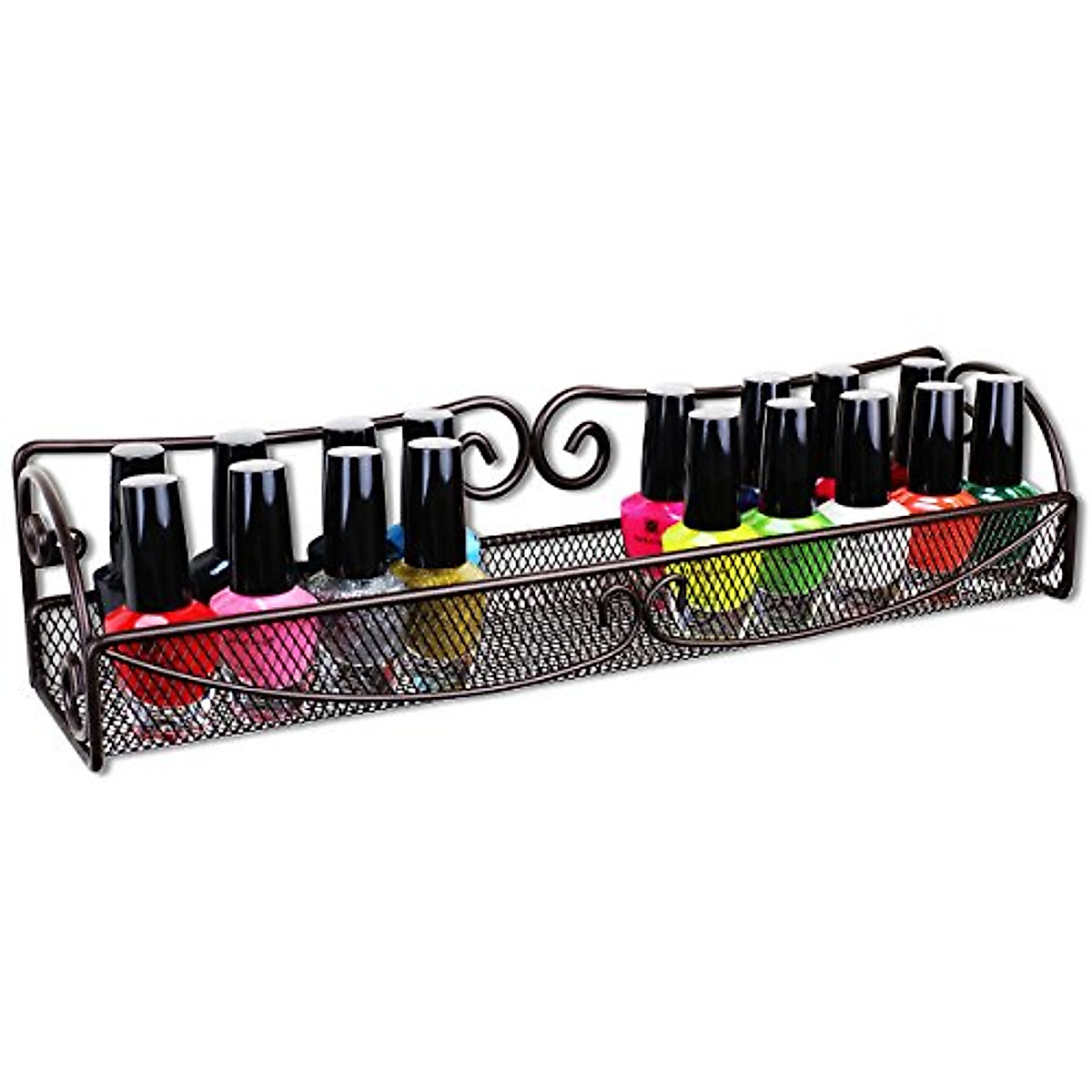 Deco Brothers 2 Pack Wall Mount Single Tier Mesh Spice Rack, Bronze