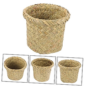 OKUMEYR Wastebasket Trash Can, Black, Wicker, Open-Top