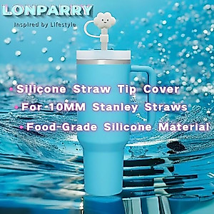 4Pcs Straw Cover Cap for Stanley 40oz Cup, Reusable Cloud Shape Straw Toppers, Food Grade Drinking Straw Tips, Silicone Straw Plugs, Anti-Dust Straw Cap for 0.4 Inch/10 MM Diameter, White
