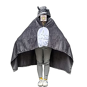 Anime Throw Blanket Flannel Fleece Blanket Cosplay Hooded Cloak Fluffy Shawl Wrap Nap Quilt (67''X35.5'', Gray)