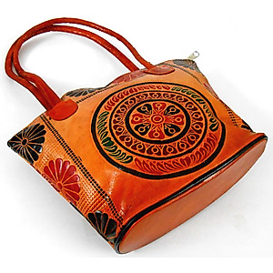 Circles Design Ethnic Hand Embossed Shantiniketan Leather Indian Shoulder Bag