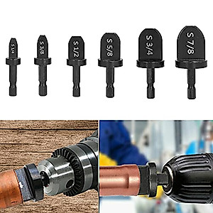 6PCs Swaging Tool Drill Bit Set Copper Aluminum Pipes Expansion Tube Expander Drill Bit Air Conditioner Maintenance HVAC Tools(Hex Shank)