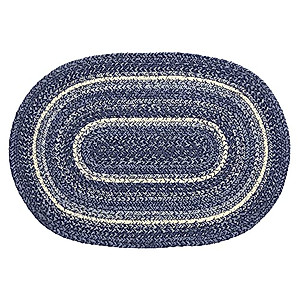 VHC Brands Great Falls Blue Rug with PVC Pad, Jute Blend, Oval, Blue White, 20x30 inches