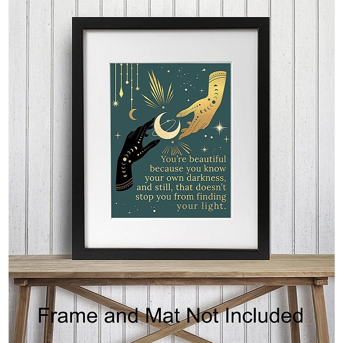 Boho Celestial Witchy Wall Art & Decor - Bohemian Wicca Wiccan Witchcraft Paganism Supplies - Goth Gothic Pagan Witch Decor - Positive Inspirational Quotes Sayings - Encouragement Gifts for Women