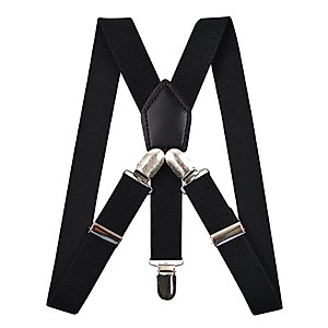 Alizeal 2.5cm Elastic 3 Clip Suspender and Bow Tie Set with Hat for Kids, Black