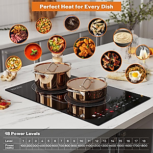 Empava Double/Dual Induction Cooktop 2 Burner, Shatter-proof Flat Glass Top, Bridge-SYNC, 3 Preset Modes, Bulit-in/Countertop, 110~120 Volt Plug in Electric Stove for Kitchen, RV, Outdoor Camping