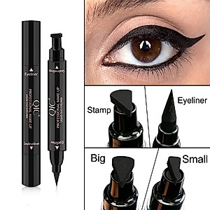TUKEFEV Eyeliner Stamp 2 Pack Eyeline Black Pencil Eye Liner Impermeable Waterproof Smudge Proof Eyeliner Liquid for Women