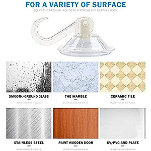 1st Choice Clear Plastic Suction Cup Hook, oobest 6 Pack Ultra Heavy Duty Hooks Strong Power Lock Hooks Vacuum Traceless Hooks Smooth Waterproof Oil-Proof Wall Shower Kitchen Window Bathroom Holder