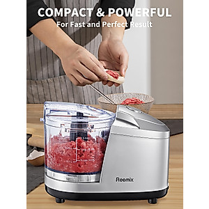 1.5-Cup One-Touch Electric Food Chopper, 100W Mini Food Processor Meat Grinder, Mix, Chop, Mince and Blend Vegetables, Fruits, Nuts, Meats, Stainless Steel Blade (Silver)