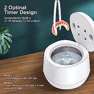 Ultrasonic U-V Cleaner for Dentures, Retainer, Mouth Guard, Aligner, Whitening Trays, Toothbrush Head, 45kHz Ultrasonic Jewelry Cleaner, 200ML Ultrasonic Retainer Cleaner Machine at-Home or Travel Use