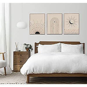 Sun Moon Rainbow Line Art, Boho Minimalist Decor, Mid Century Modern Decor, Bedroom, Living, Laundry Room Prints, Set of 3 Wall Art, 11x14inch Unframed