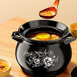 DOITOOL 2L Ceramic Stew Pot Ceramic Hot Pot Soup Stew Pot Cooking Clay Pot Stew Pan Earthen Pot Chinese Japanese Stew Pot Kitchen Cookware with Lid Assorted Color