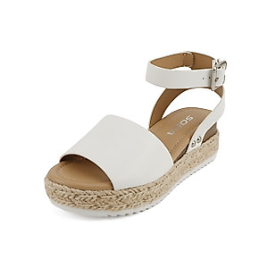 Soda Little Kids/Children/Girls Topic-IIS Espadrille Flatform Wedge Open Toe Sandals (Off-White, us_footwear_size_system, Little Kid, numeric, medium, 2)