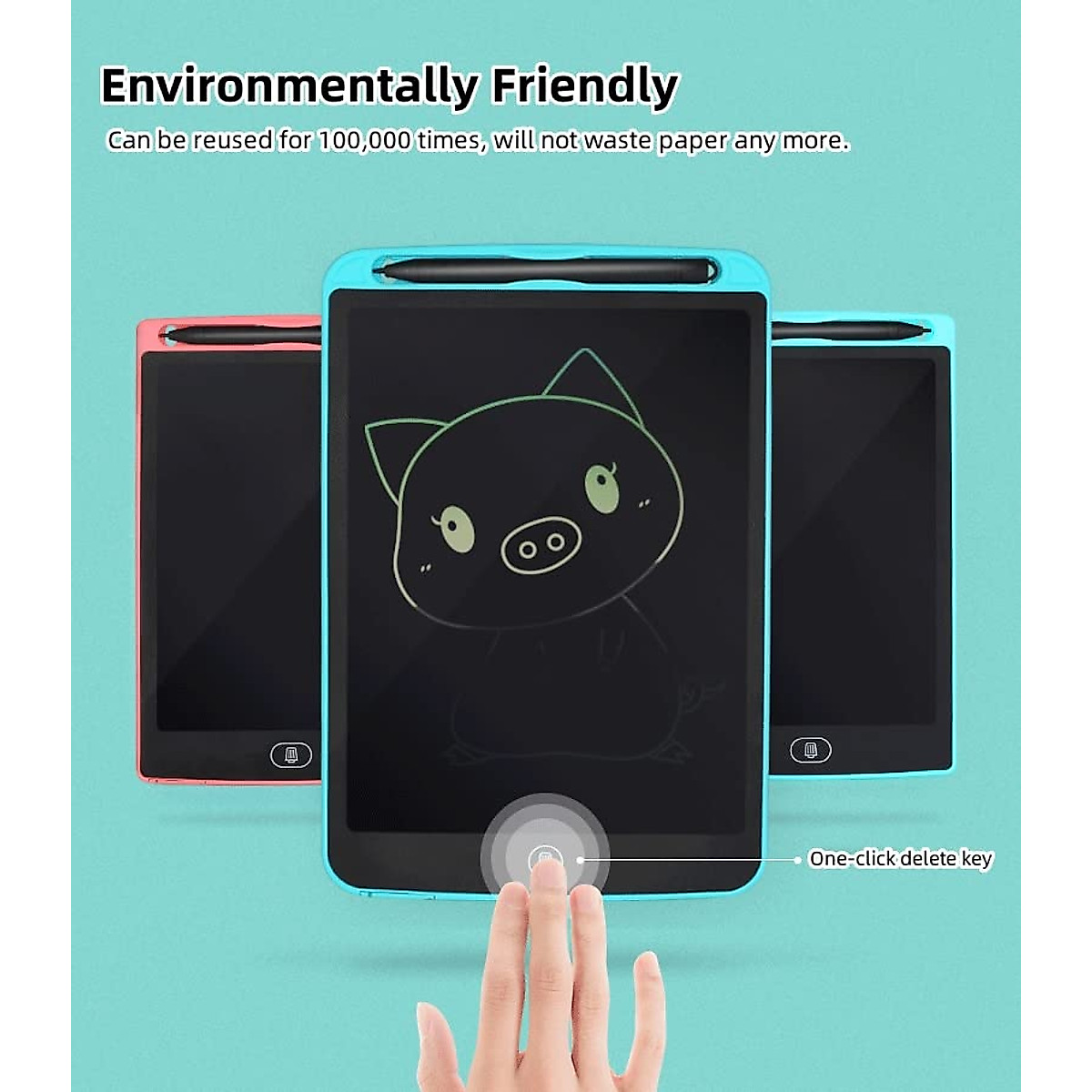 10 Inch Colorful LCD Writing Tablet, Toddler Doodle Board Electronic Drawing Writing Pad for Kids, Reusable and Portable Educational and Learning Toys Gifts for 3 4 5 6 7 Year Old Girls Boys (Blue)