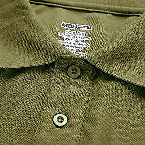 MOHEEN Men's Outdoor Sport Performance Polo Long Sleeve Shirt Tactical Top Tee Shirt(Army Green,4XL)