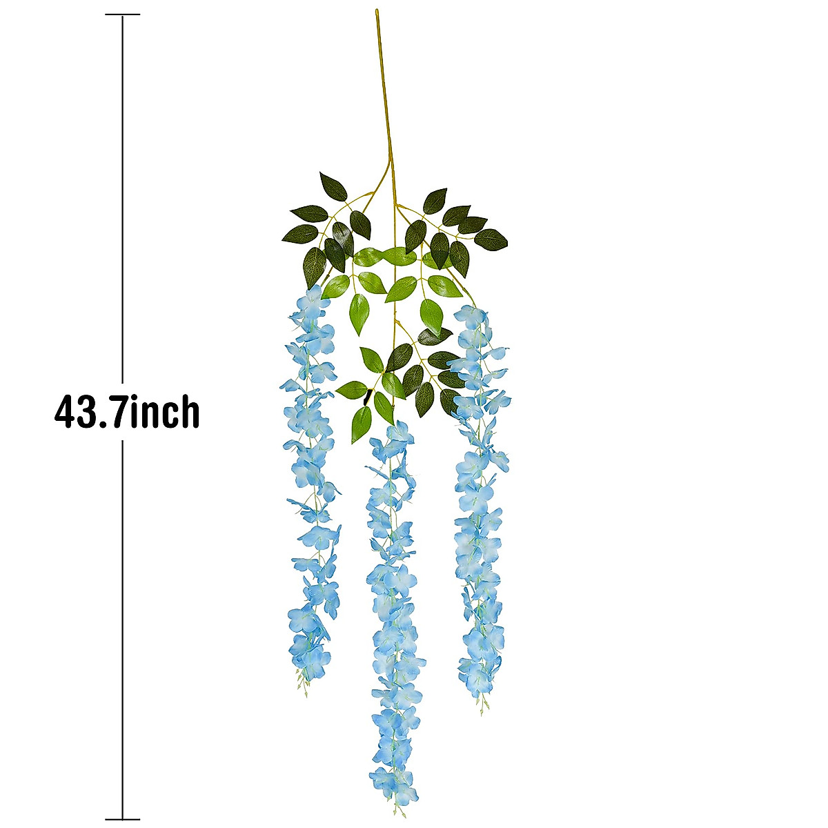 DearHouse 6 Pack 3.75 Feet/Piece Artificial Fake Wisteria Vine Ratta Hanging Garland Silk Flowers String Home Party Wedding Decor (Blue)