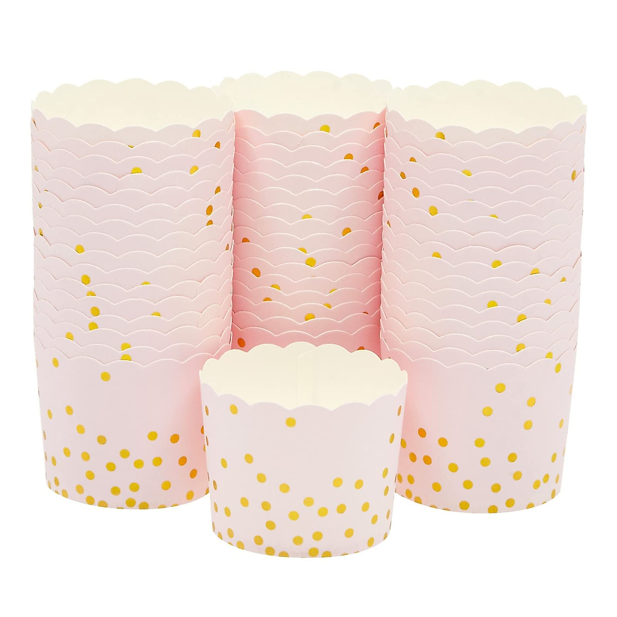 Sparkle and Bash 50 Pack Pink and Gold Cupcake Wrappers, Paper Baking Cups, Muffin Liners for Baby Shower, Birthday Party (2.2 In)