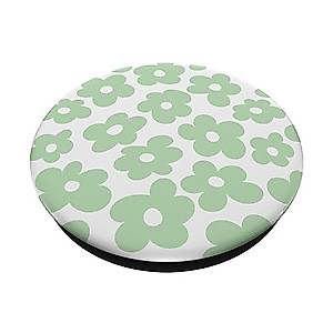Aesthetic Sage Green Flowers Retro Daisy PopSockets Standard PopGrip