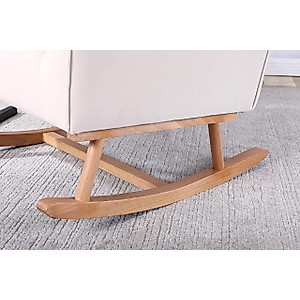 OUYESSIR Rocking Chair Nursery, Upholstered High-Back Glider Chair, Comfortable Rocker Fabric Padded Seat, Modern Leisure Single Accent Arm Chair for Living Room, Hotel, Bedroom (Beige)