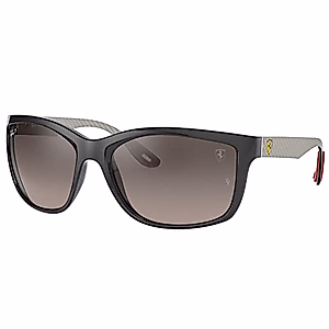 Ray-Ban Rb8356m Scuderia Ferrari Collection Square Sunglasses, Grey/Chromance Grey Mirrored Gradient Polarized, 61 mm