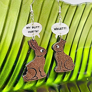 Bunny Conversation Earrings Acrylic Earrings Easter Cute Bunny Earrings, 1 Pair of Earrings for Women Girls